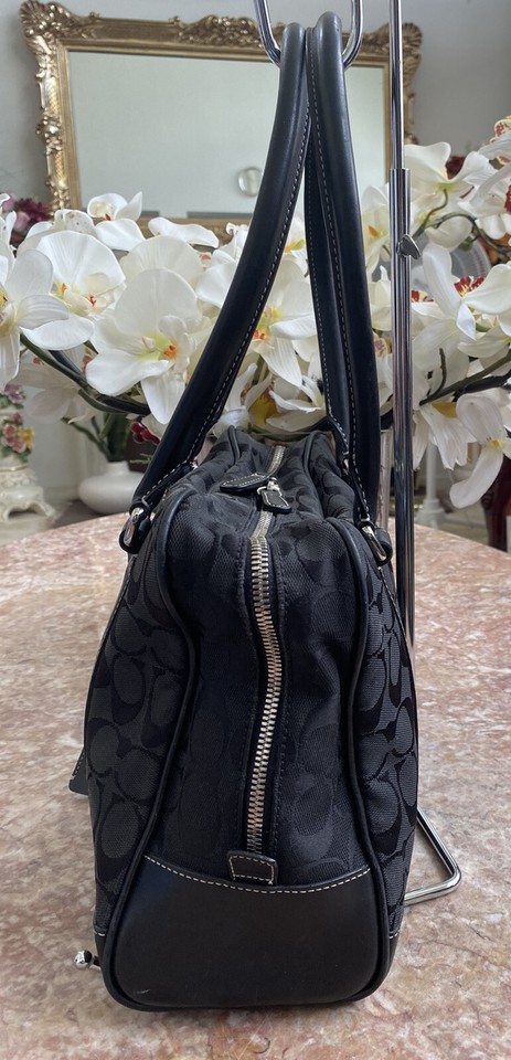 COACH Limited Edition Signature Black Jacquard Leather Satchel 6097 EUC ...