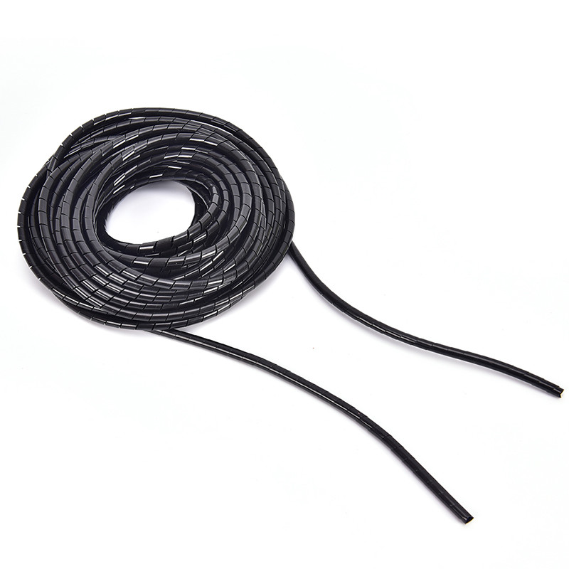 6mm Outside Dia 17M PE Polyethylene Spiral Cable Wire Wrap Tube Black ...