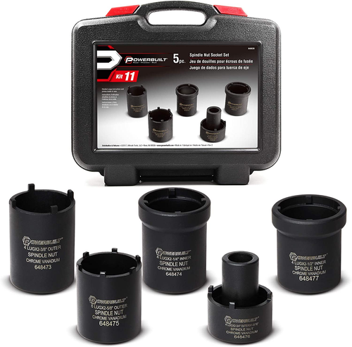 Powerbuilt Spindle Nut Socket Tool Kit, 5 Piece, Remove Spindle Nuts ...