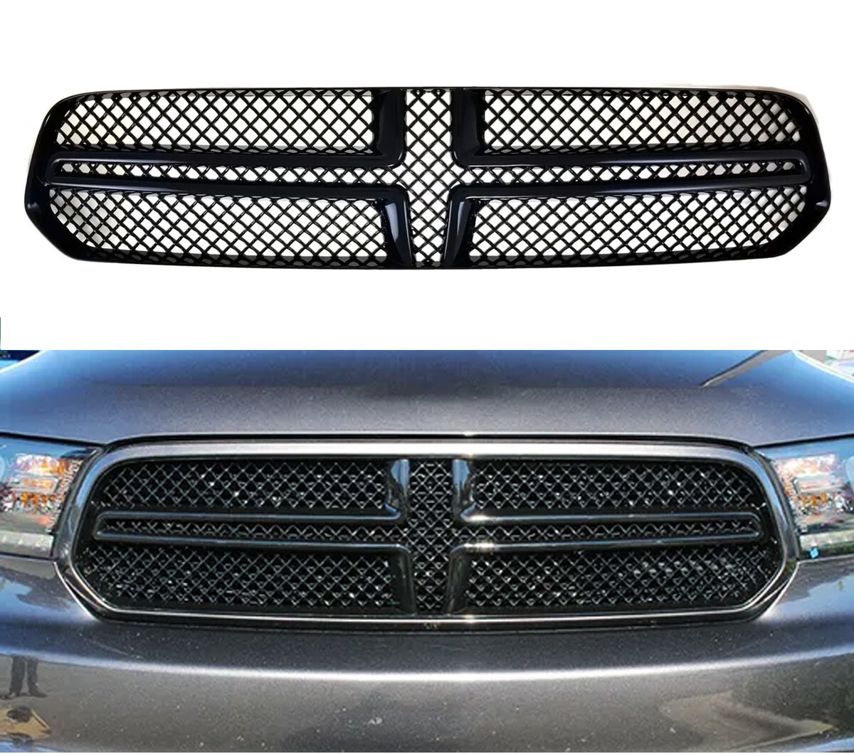 Gloss Black Grille Grill Overlay Mesh Pattern Trim FOR 2014-2020 Dodge Durango | eBay