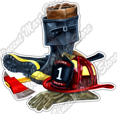 Firefighter Fireman Fire Department Helmet Car Bumper Vinyl Sticker ...