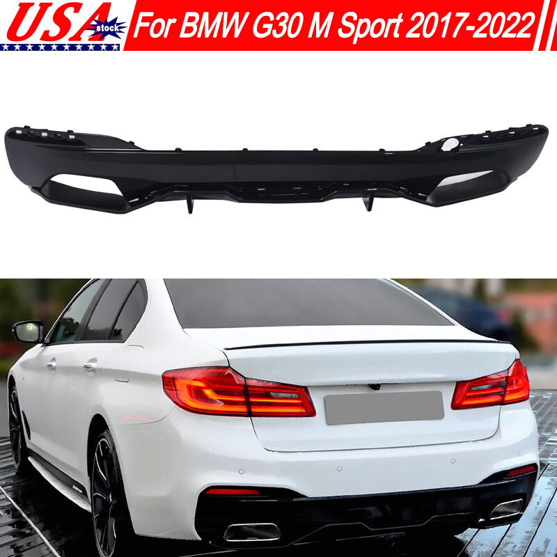 Fits BMW G30 530e M550i M Sport 2017-2022 Gloss Black Rear Bumper ...