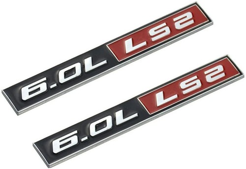 2X Black Red 6.0L Ls2 Adhesive Euro Emblem Decal Sticker Badge Fender ...