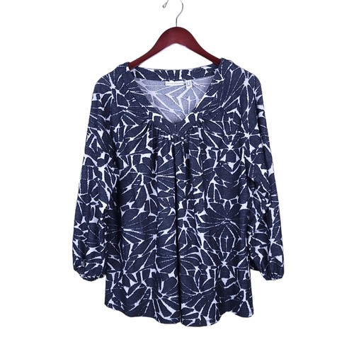 Susan Graver Womens Top Size Large L Black White Printed | eBay