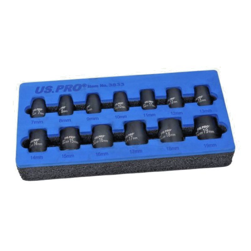 US PRO Impact Socket Set 3/8" Drive Metric 7mm to 19mm 6 Point In EVA ...