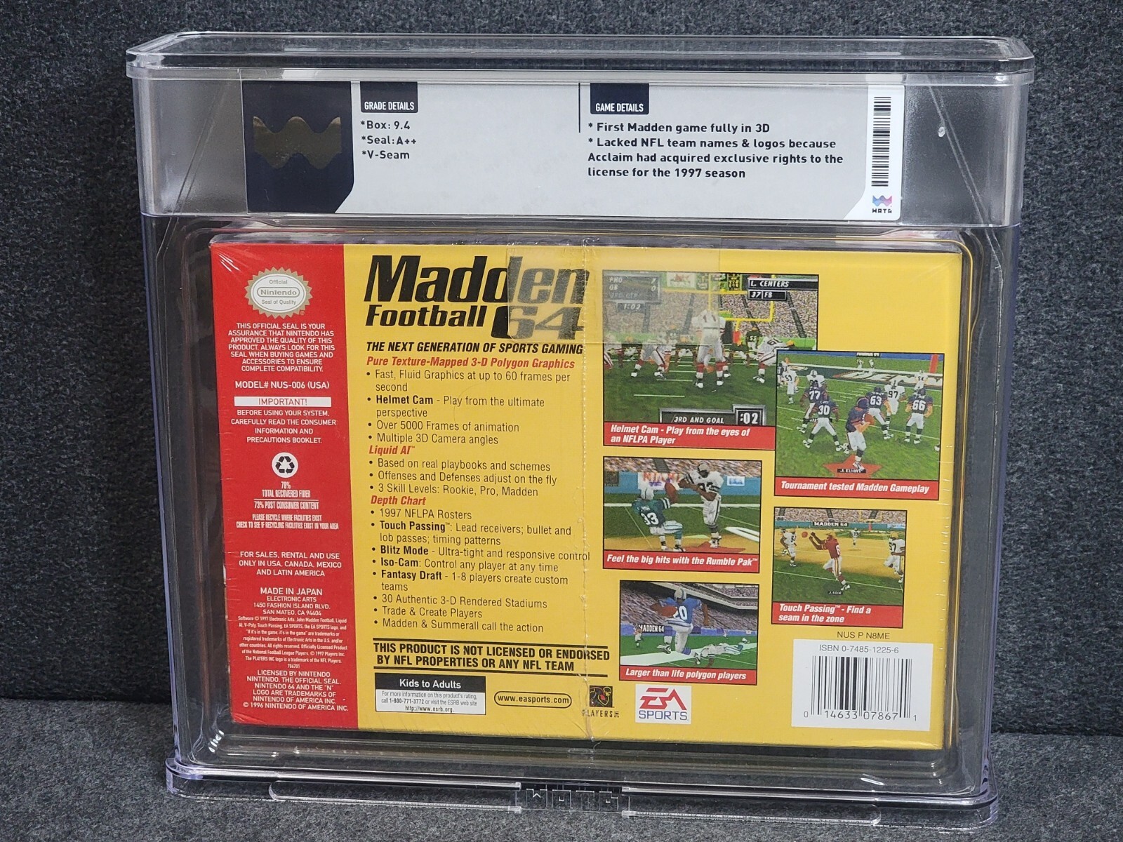 N64 John MADDEN FOOTBALL 64 Wata 9.4 A++ New Factory Sealed VGA CGC ...