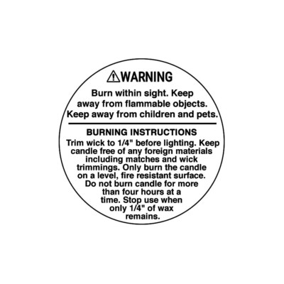 CLP CANDLE CONTAINER JAR WARNING LABELS SAFETY BURNING STICKERS 25MM ...
