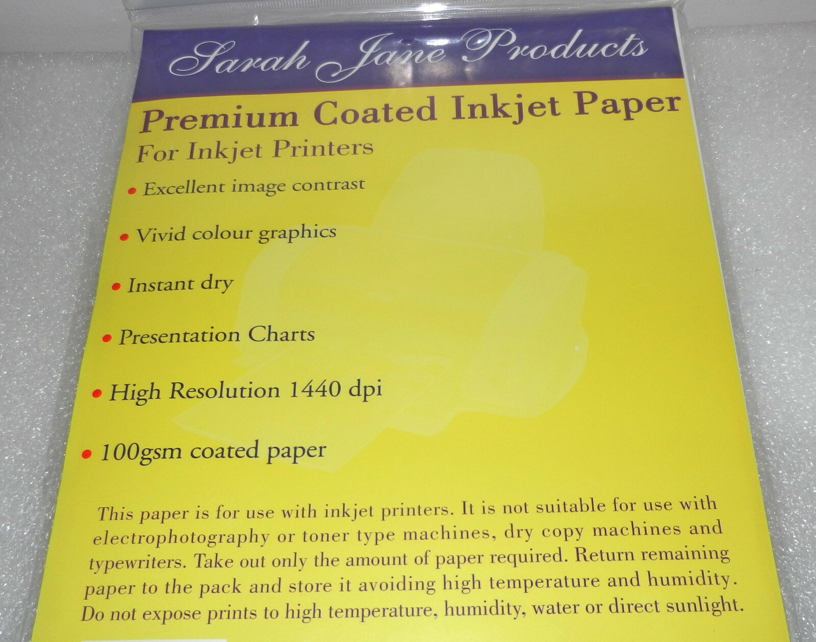 100 Sheets Premium Coated Inkjet Paper A4 size (210 x 297m) 100gsm Made ...