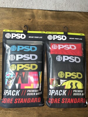 (2) PSD Core Standard Premium Boxer Briefs Smiley Face & Bolts 3 Pack ...