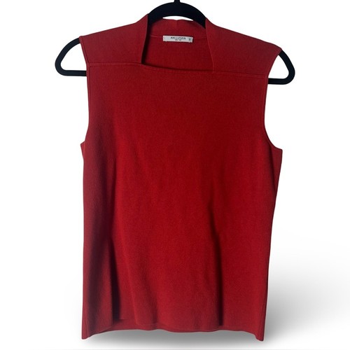 MM.LaFleur Women's Red Sleeveless Knit Sweater Tank Top Square Neck ...