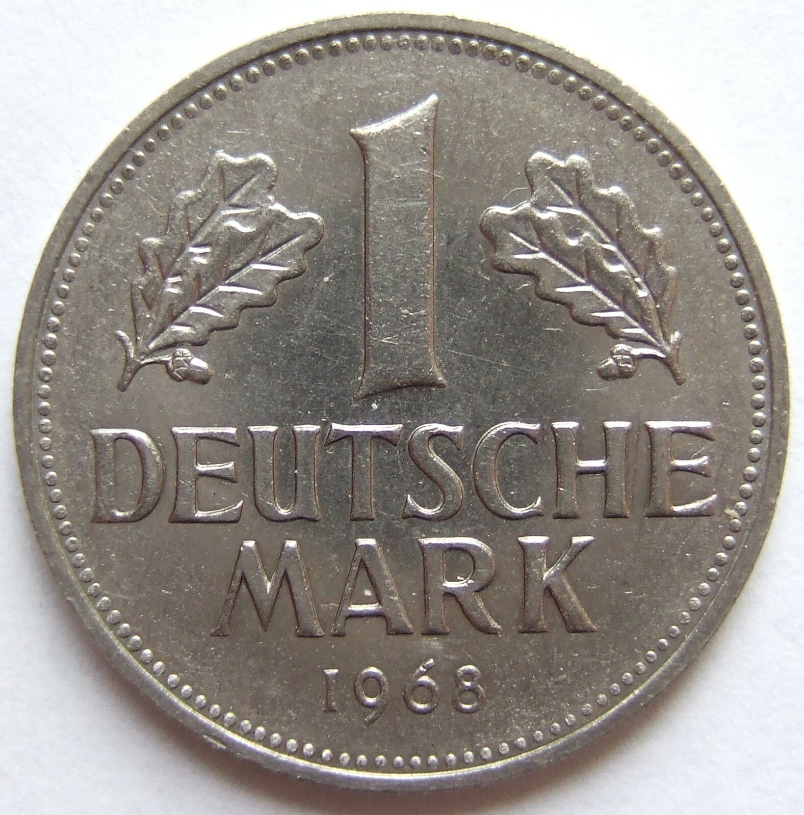 Coin Federal Republic of Germany 1 German Mark 1968 J in Uncirculated ...