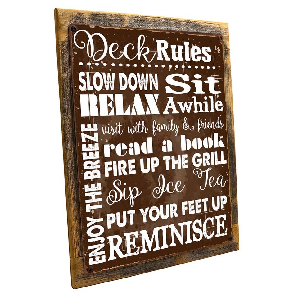 Deck Rules Metal Sign; Wall Decor for Porch, Patio, or Deck | eBay