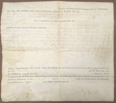 1789 Virginia Governor Beverley Randolph Document Signed | eBay