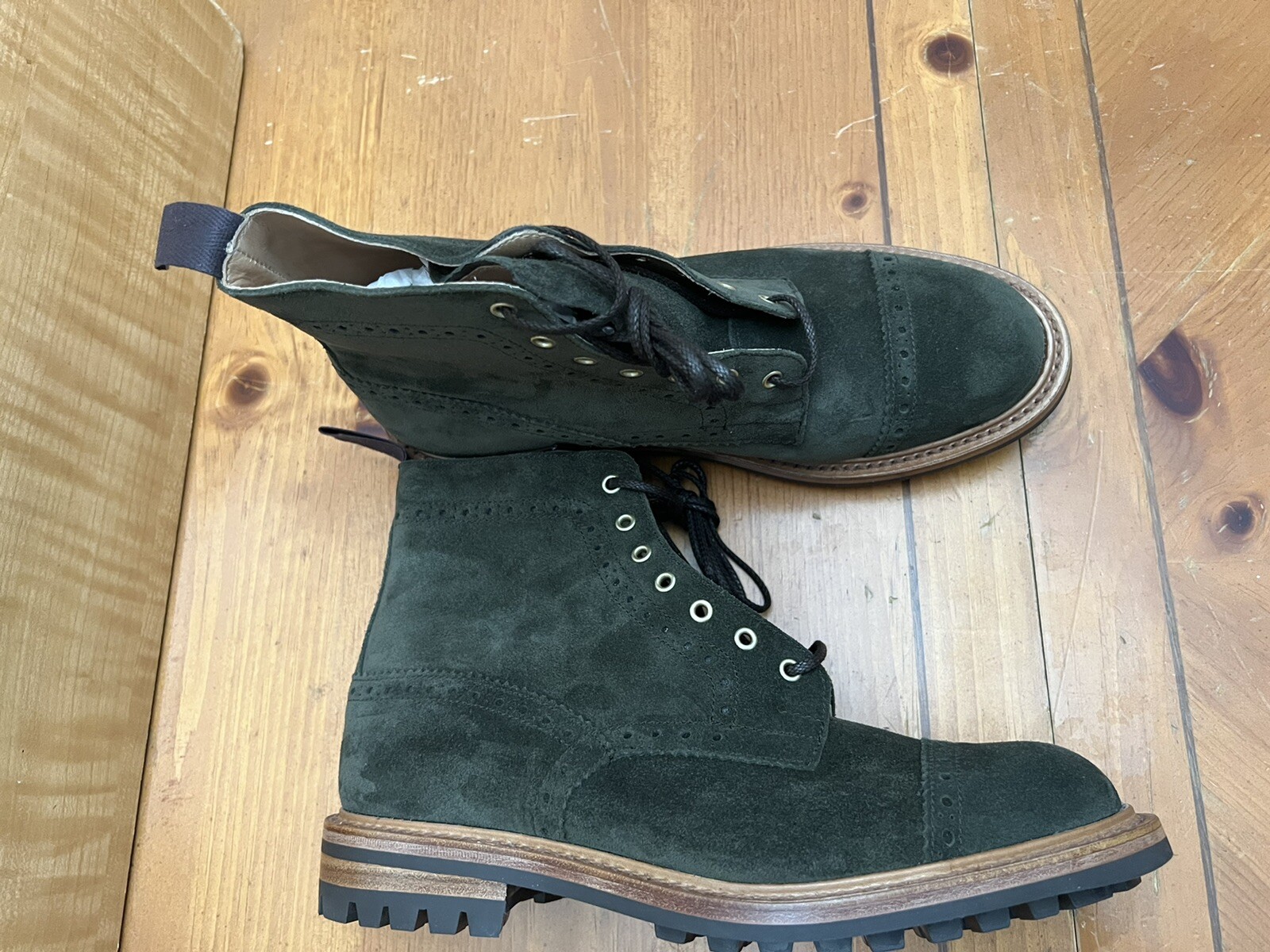 Made In UK - 10 US (9 UK ) - Trickers - Boots -SUEDE - Green - Value | eBay