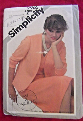 VTG 1981 SIMPLICITY # 9965 DRESS AND JACKET SEWING PATTERN CUT SZ 14 | eBay