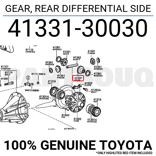 4133130030 Genuine Toyota GEAR, REAR DIFFERENTIAL SIDE 41331-30030 | eBay