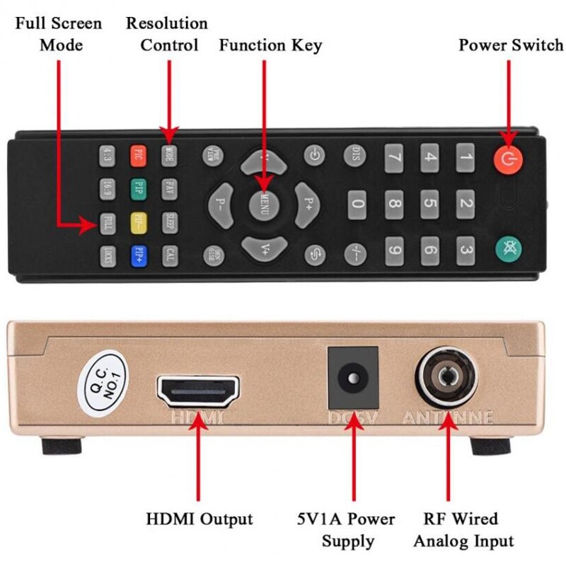RF to HDMI Digital Convertor TV BOX Analog TV Receiver Adapter +Remote ...
