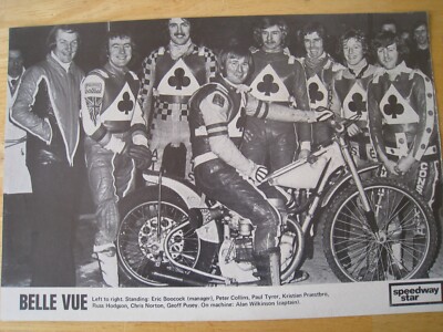 SPEEDWAY STAR BELLE VUE TEAM ALAN WILKINSON CAPTAIN 1976 ADVERT A4 FILE ...