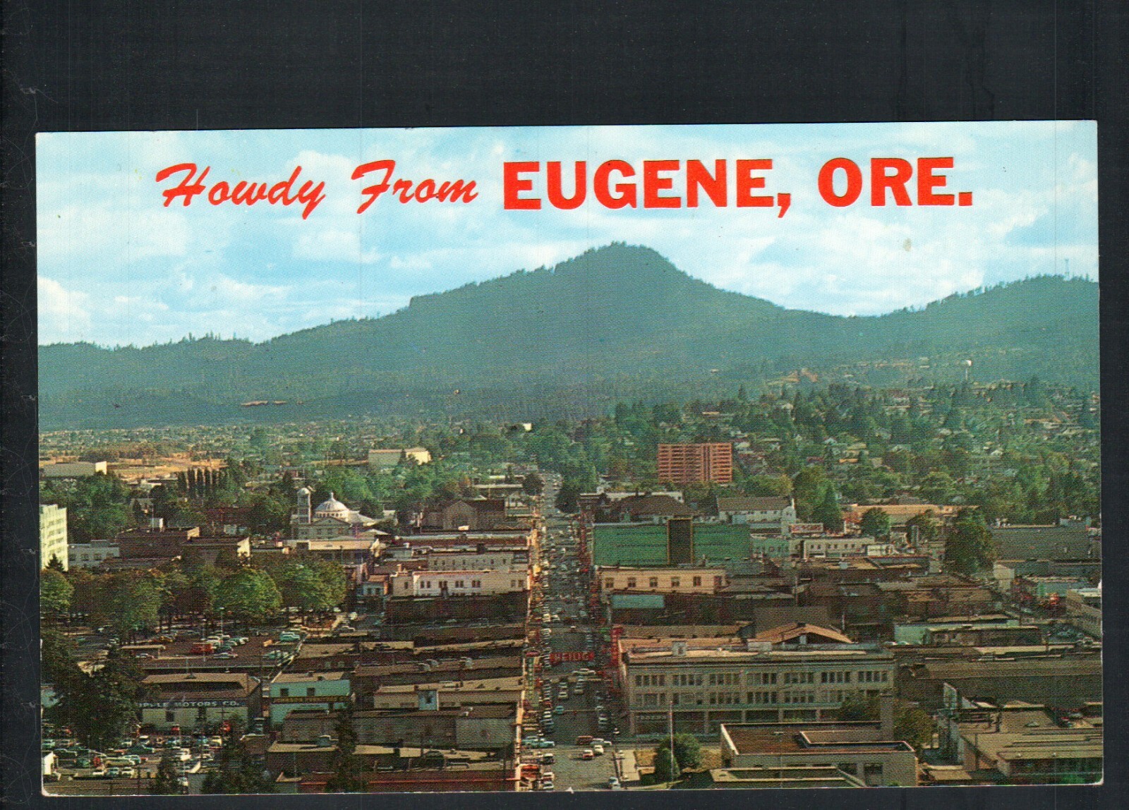 EUGENE, OR * DOWNTOWN VIEW ~ "HOWDY from" * UNPOSTED CHROME c Late ...