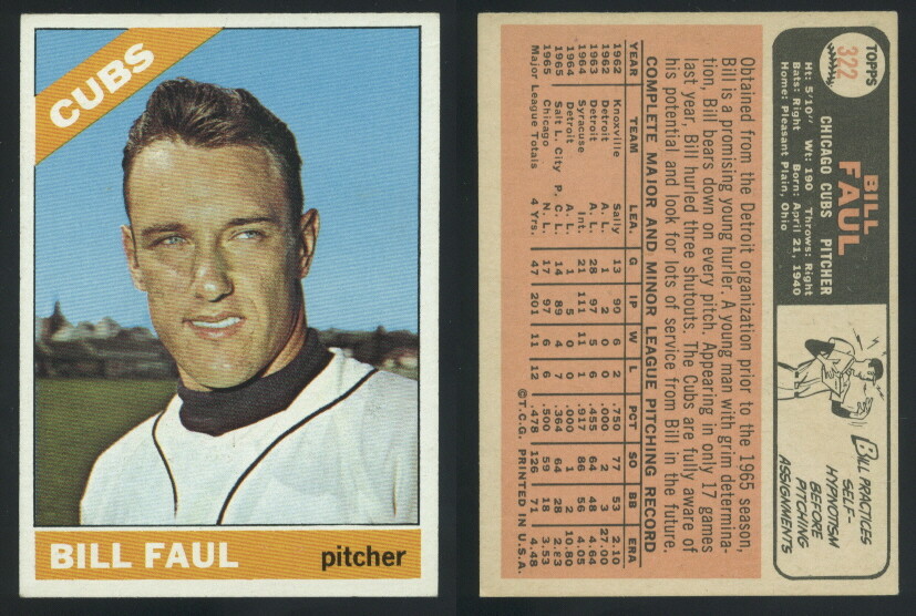 (62074) 1966 Topps 322 Bill Faul Cubs-EM | eBay