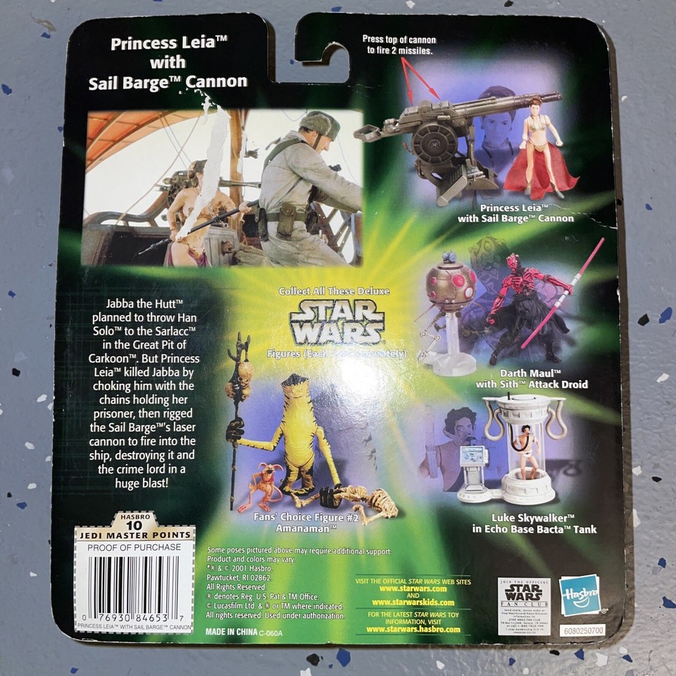 STAR WARS 2001 HASBRO POWER OF THE JEDI 3.75” PRINCESS LEIA & SAIL ...