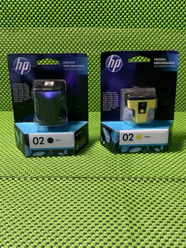HP 02 Ink Cartridges (Lot Of 2) BLACK & YELLOW Sealed Expiration Date ...