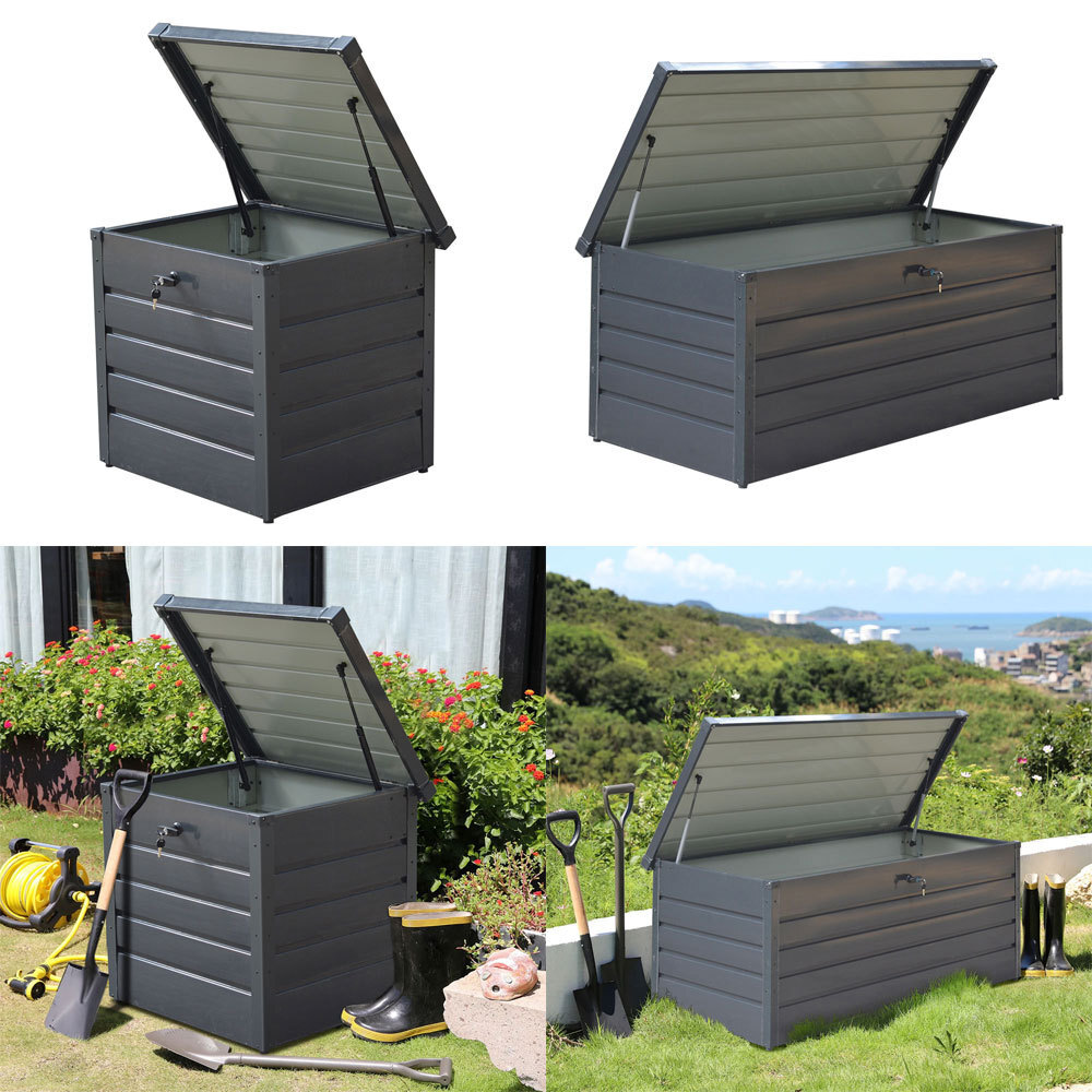 Outdoor Garden Metal Storage Box 200L/350L/600L Lockable Utility Chest ...