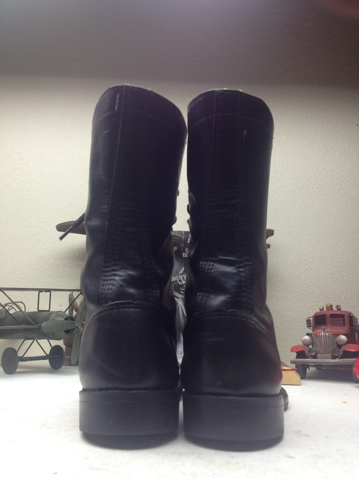 DOUBLE H USA MADE BLACK LEATHER LACE UP PARATROOPER ARMY COMBAT JUMP ...