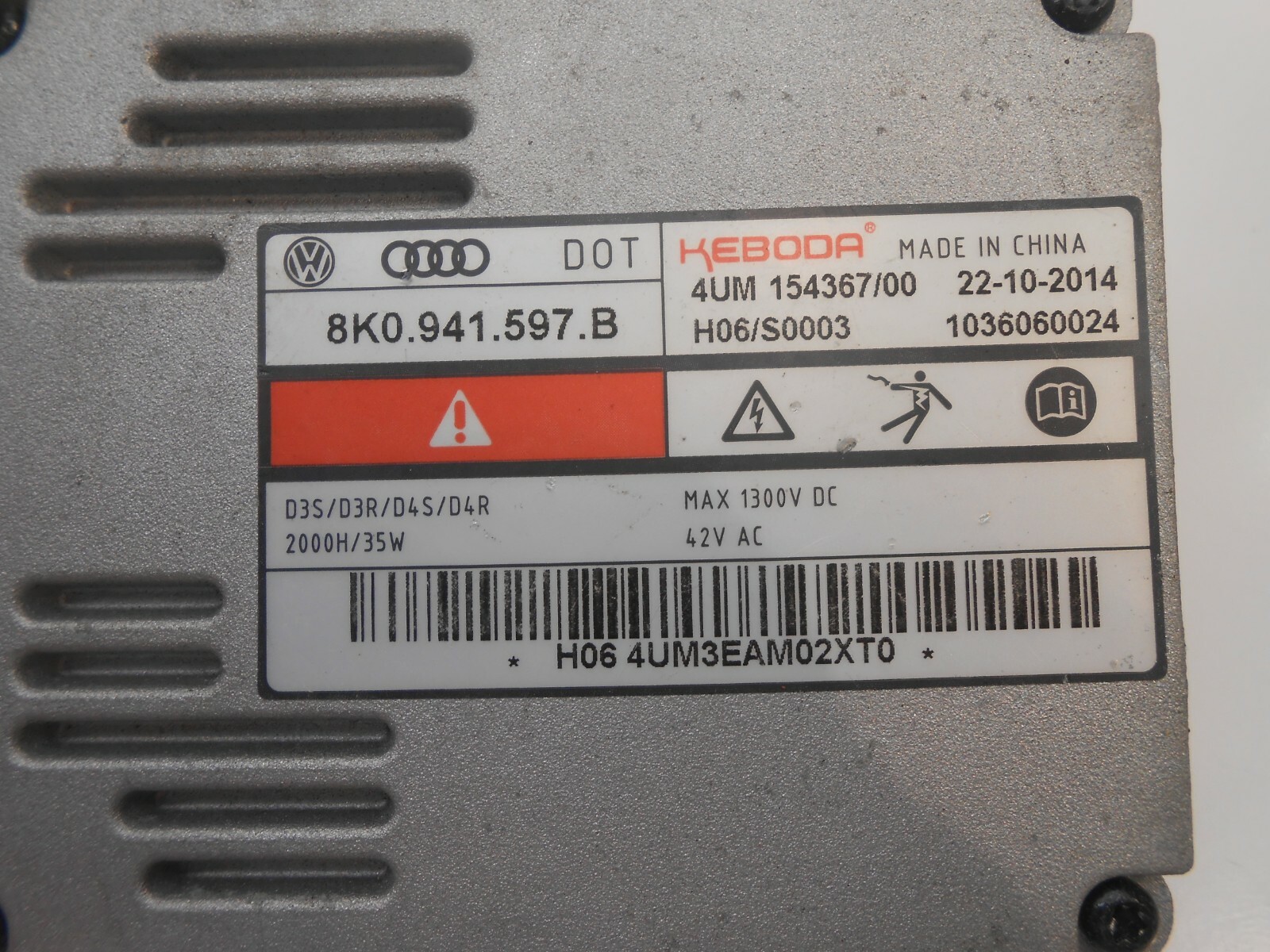 AUDI VW,SKODA A3,S3,SDN R.H Headlight Ballast xenon OEM 8K0941597B ...