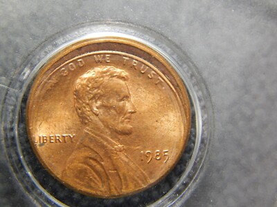 1985 Lincoln Penny HUGE Rare Offset Strike Mint Error RED Lustrous Coin ...