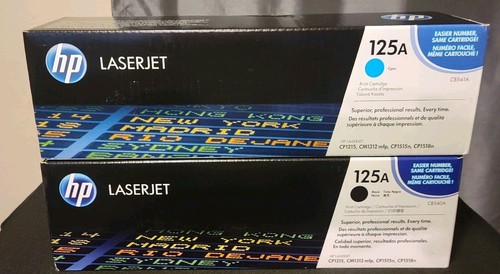 HP 125A Toner Cartridge Color Set of Cyan & Black Brand New Sealed ...