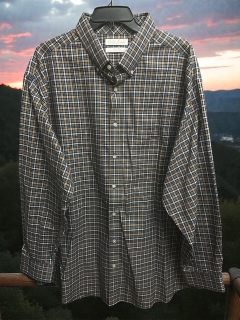 Gold Label 2XB Shirt Brown Blue Plaid Non-Iron Soft Cotton Pocket ...