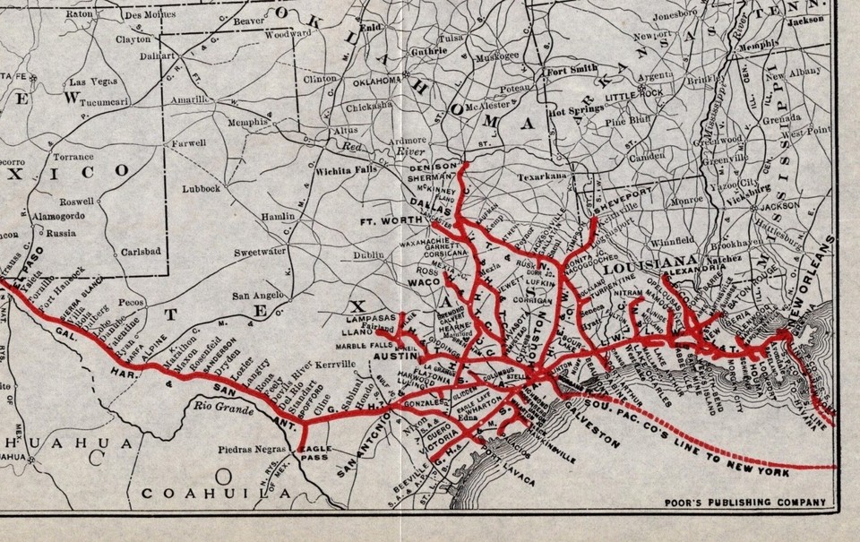 1916 Antique SOUTHERN PACIFIC RAILROAD Map Vintage Railway Map Wall ...