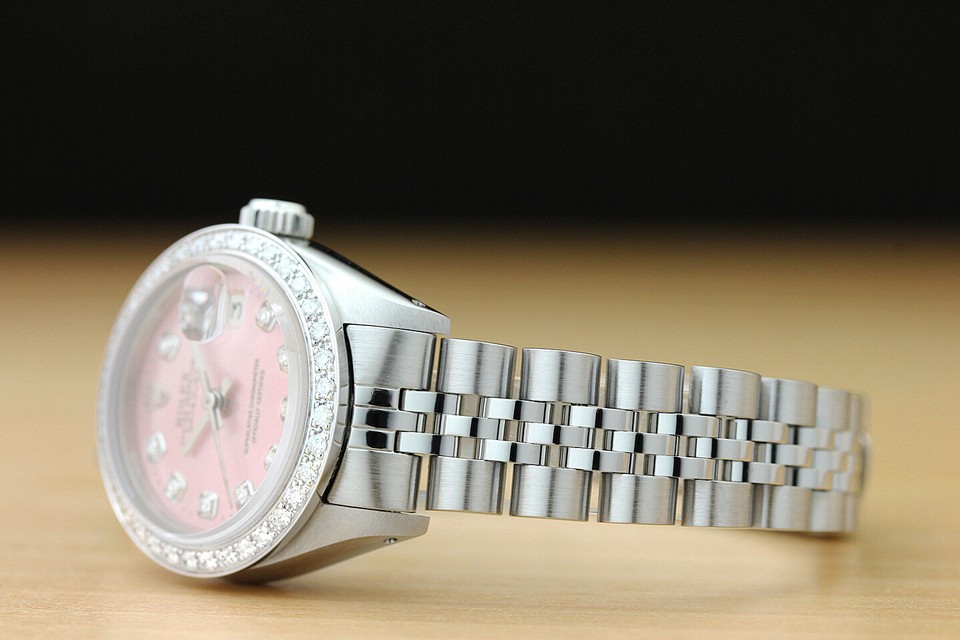 LADIES ROLEX DATEJUST PINK DIAMOND DIAL 18K WHITE GOLD & STAINLESS ...