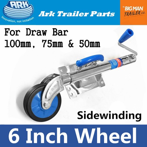 Ark 6" Trailer Standard Jockey Wheel Swivel U-Bolt Style Sidewinding ...