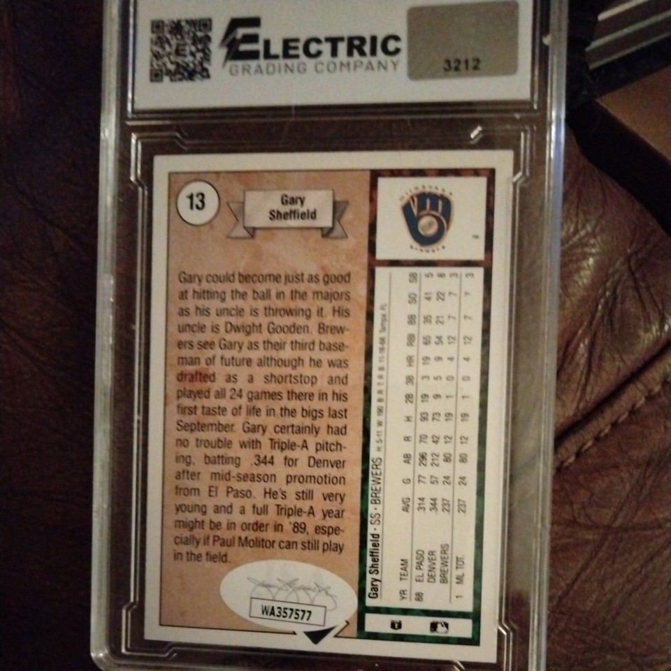 1989 Upper Deck Auto Gary Sheffield ERROR Rookie Card Upside Down SS ...