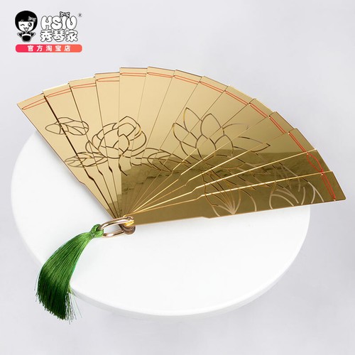 Demon Slayer Kimetsu no Yaiba Douma Cosplay Fan Prop Acrylic Gold Fan ...