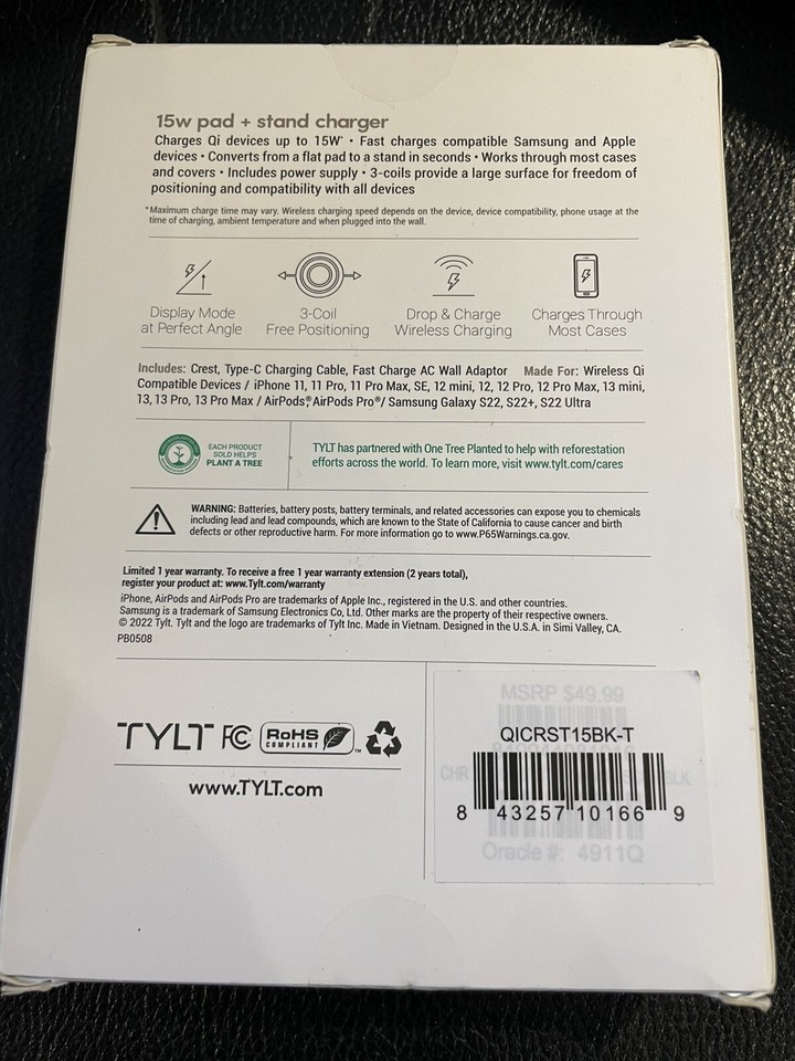 Crest TYLT Convertible Charging Pad & Stand Fastest Wireless Charger ...