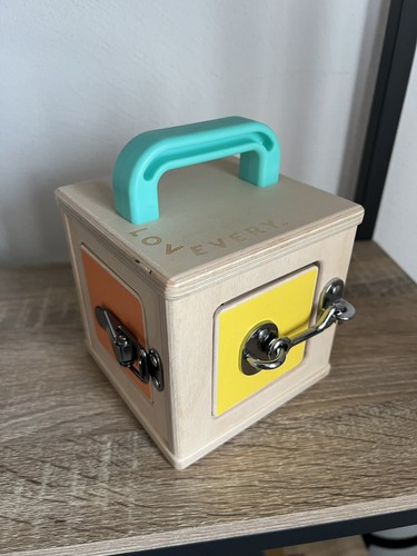 Lovevery Wooden Activity Box Locks Latches Sensory Play Box 4.5×4.5×4.5 ...