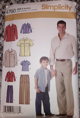 Boys/Men's Pants & Shirts Sewing Pattern (Sizes S-L/S-XL) Simplicity ...