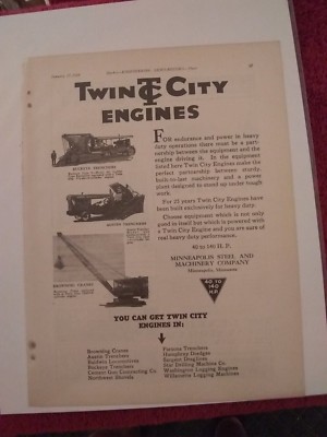 Vintage 1929 Twin City Engines Ad Advertisement Equipment 40 to 140 ...
