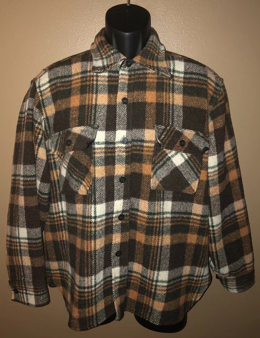 Vintage 80's FLANNEL KMart Work Punk GRUNGE Surfer Plaid Long Sleeve ...