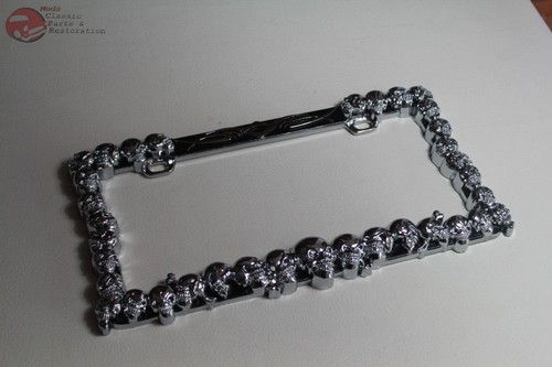 Chrome Skull Custom Rear Front License Plate Frame Hot Rat Street Rod ...