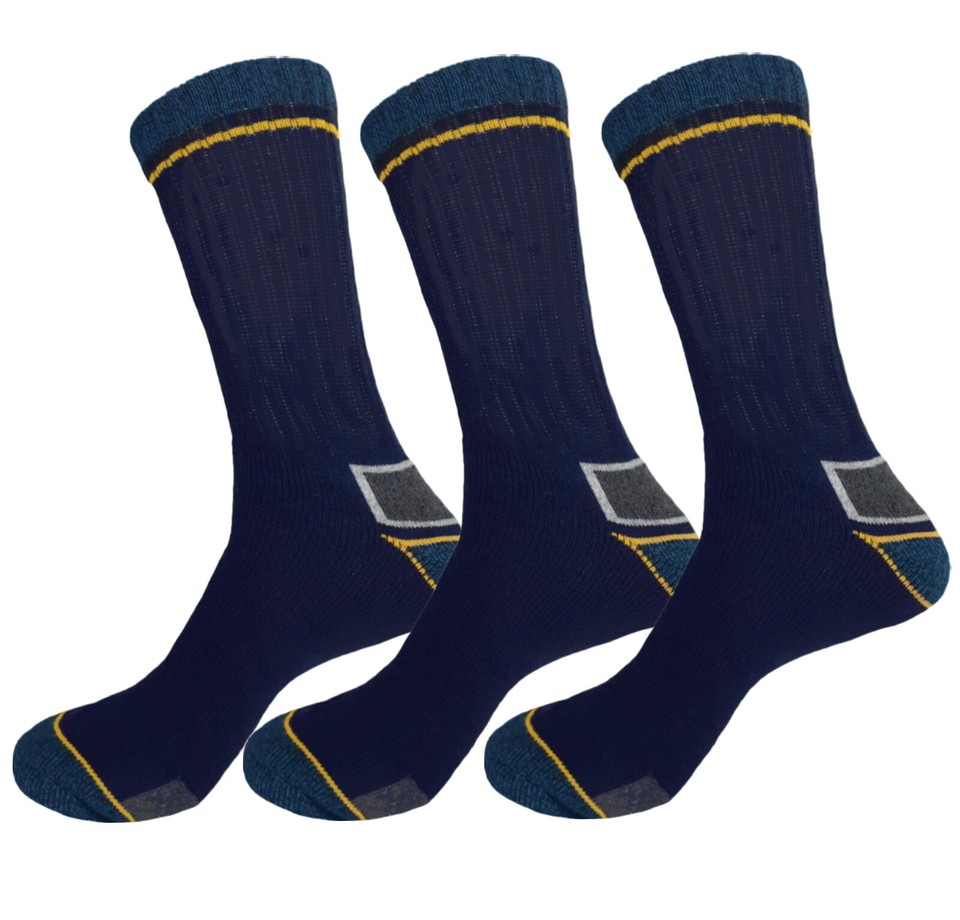 6PK MEN'S LONG CREW WORK SOCKS COTTON INDUSTRIAL SOCKS REINFORCED HEEL ...