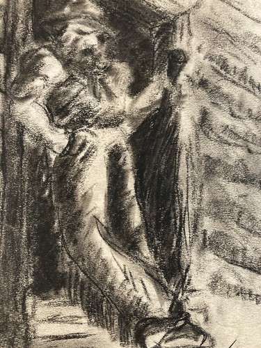 Very Beautiful Drawing Miner on Paper Portrait Charcoal Man 1944 To ...