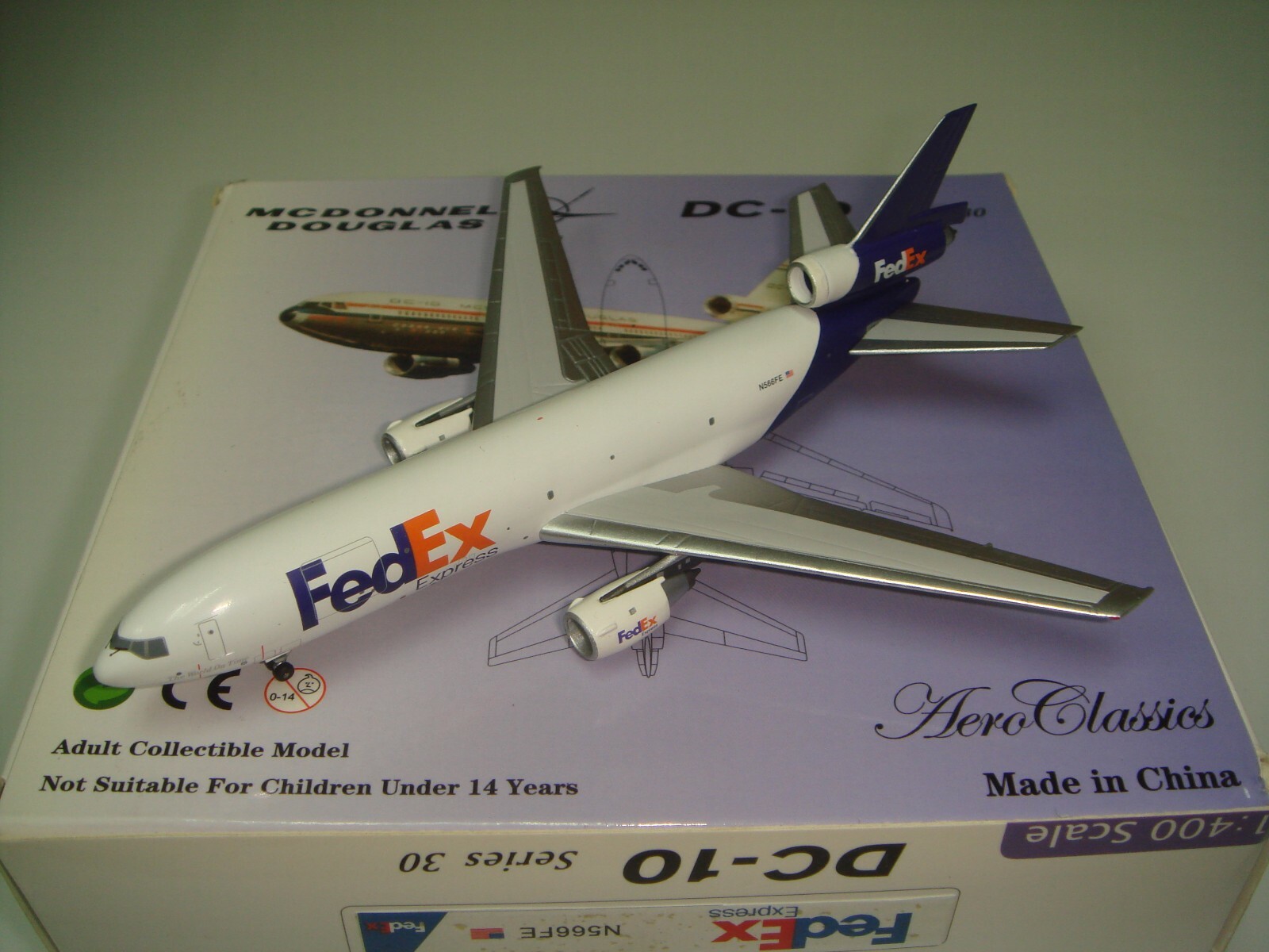 Aeroclassics 400 Federal Express Fedex DC-10 -10F "2000s color" 1:400 ...