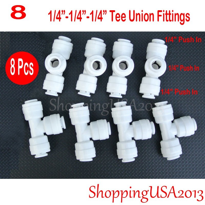 8 Pcs Quick Connect Tee Union Fitting 1/4" Push In Connector Water ...