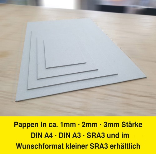 Graupappe Buchbinderpappe Bastelpappe Graukarton A4 A3 SRA3 - 1 mm 2 mm ...