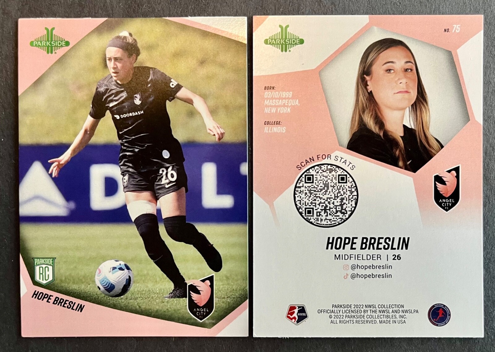 Hope Breslin 2022 Parkside NWSL Volume 1 Rookie Card #75 ANGEL CITY QTY ...