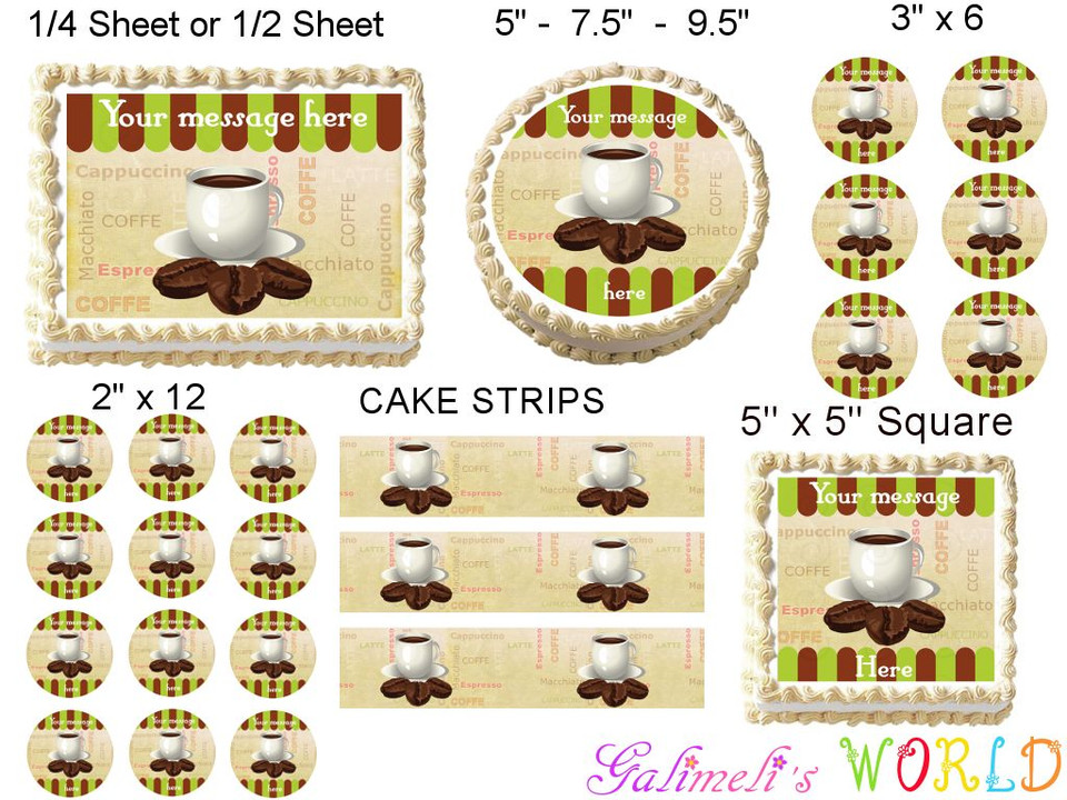 CUP OF COFFEE Image Edible cake topper design | eBay